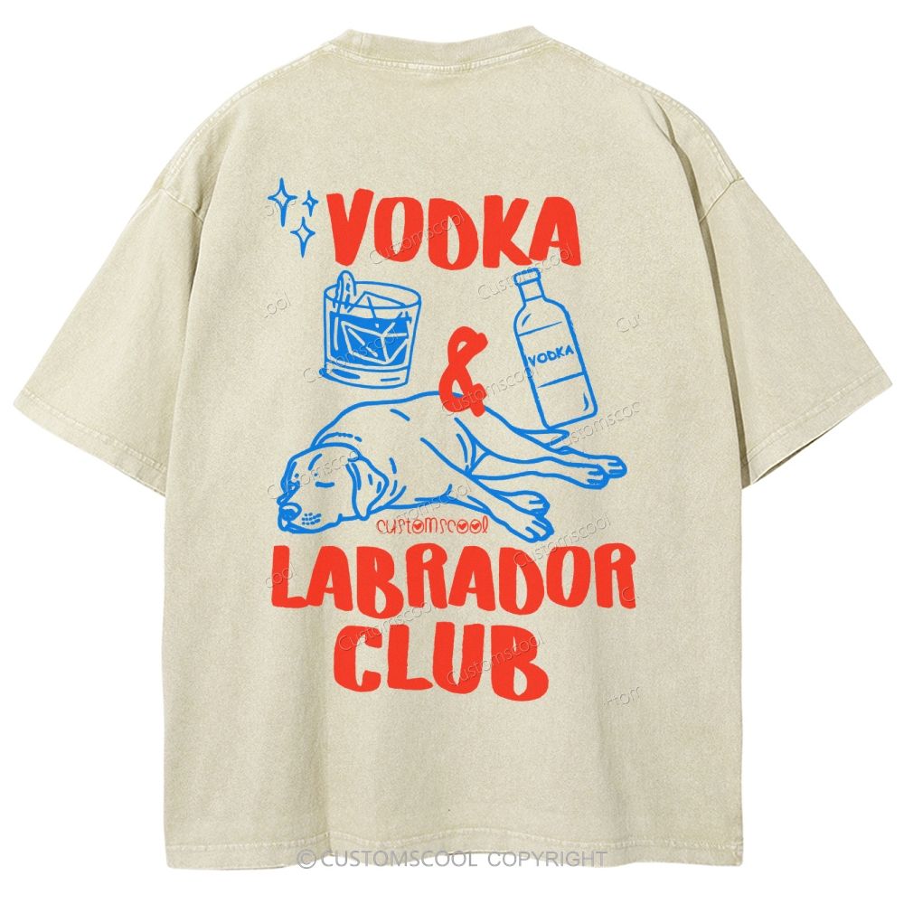 Vodka & Labrador Club Unisex Fit Washed T-Shirt – Customscool