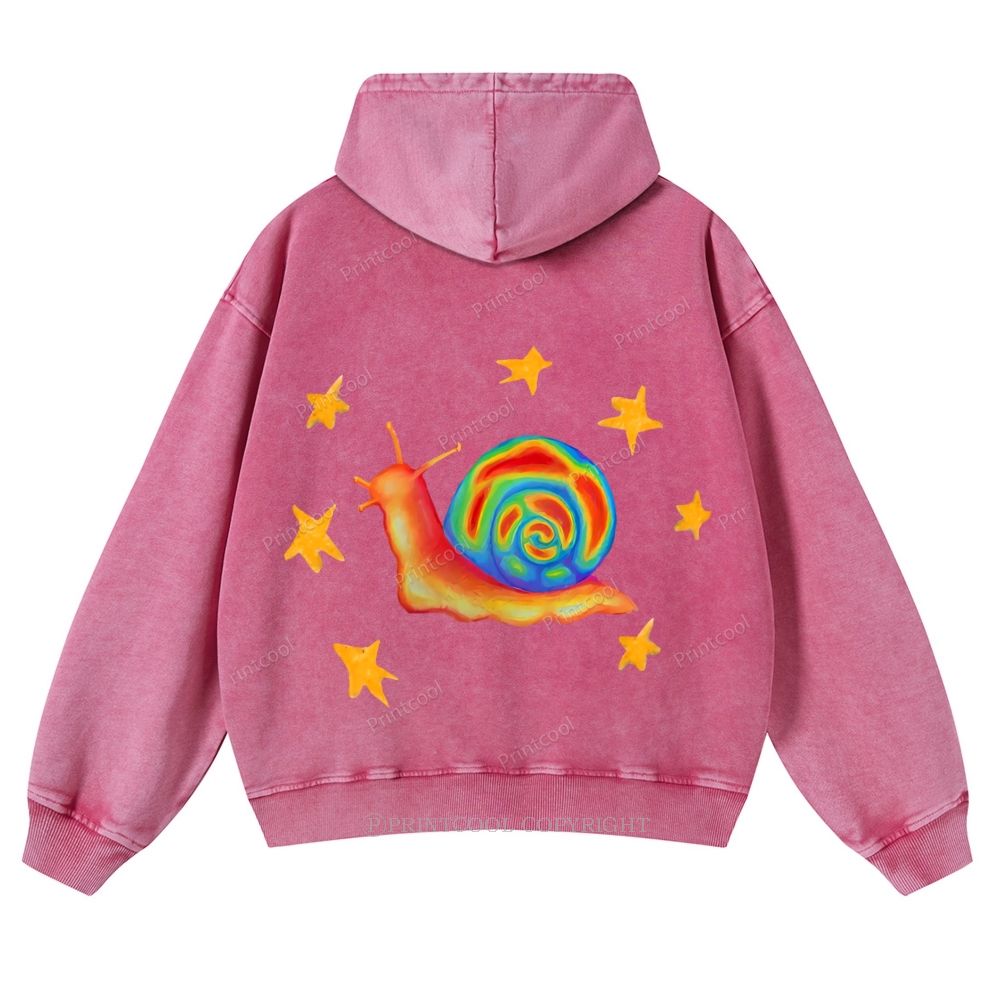Star Snail Unisex Washed Cotton Zip Up Hoodie – Print-cool