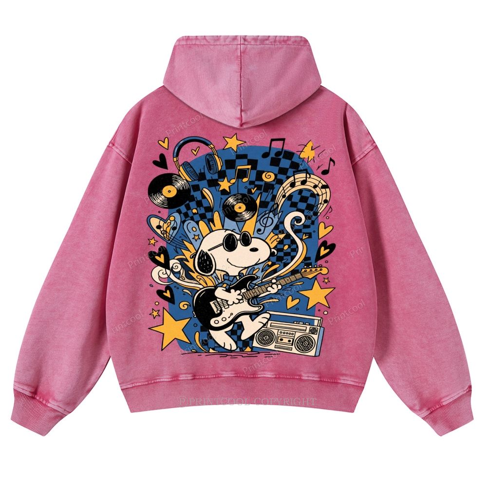 Punk Snoopy Casual Washed Hoodie – Print-cool