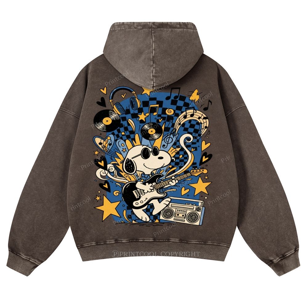 Punk Snoopy Casual Washed Hoodie – Print-cool